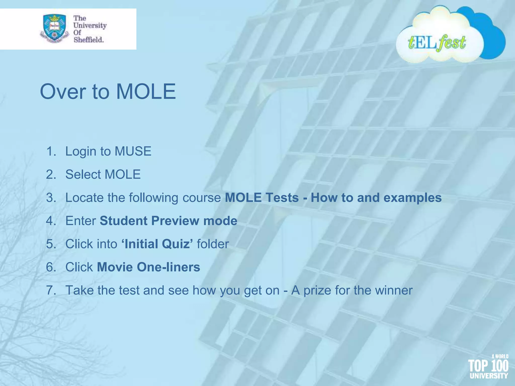 Mole tests - how to and examples | PPTX | Educational Assessment ...