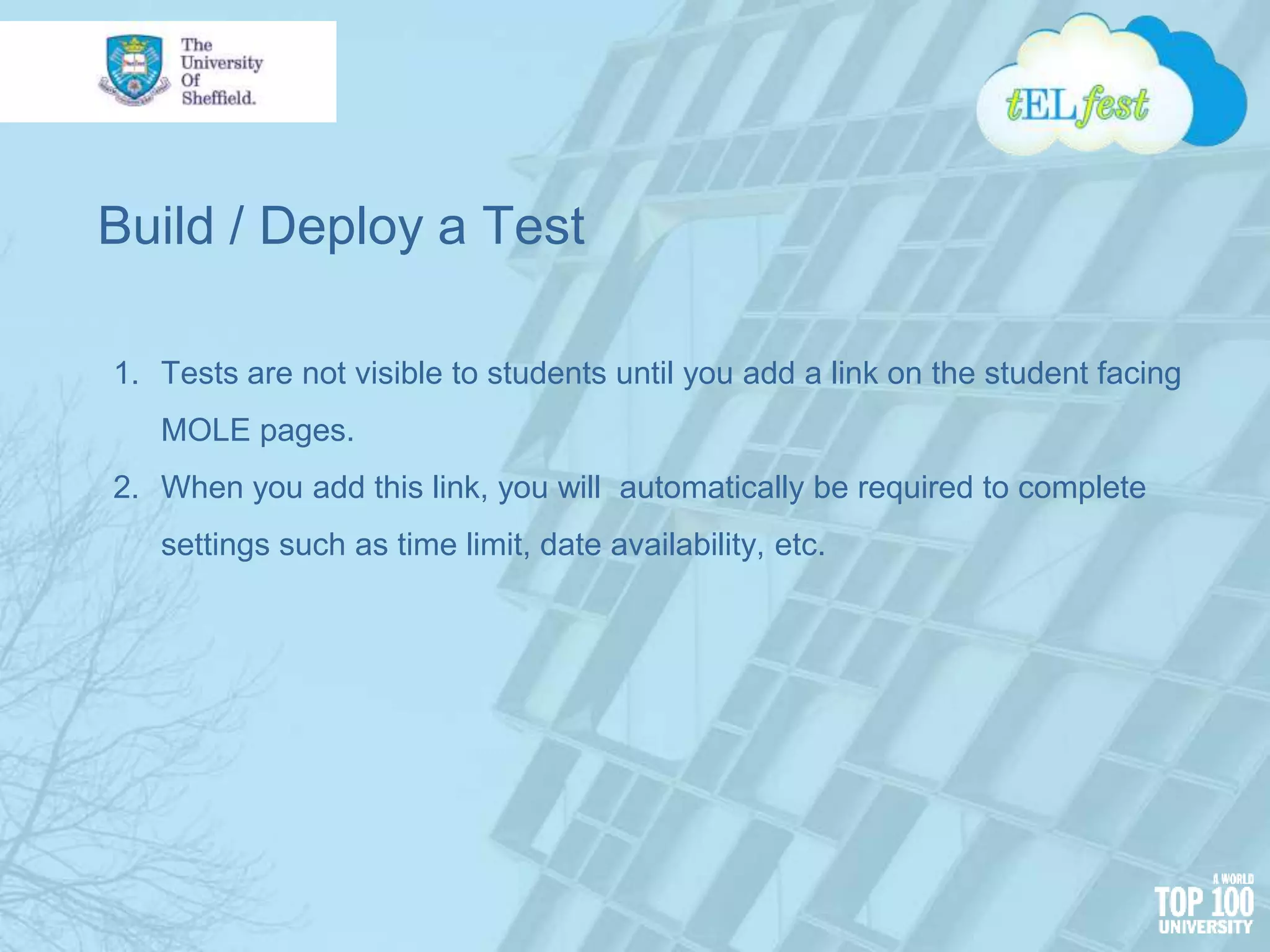 Mole tests - how to and examples | PPTX | Educational Assessment ...