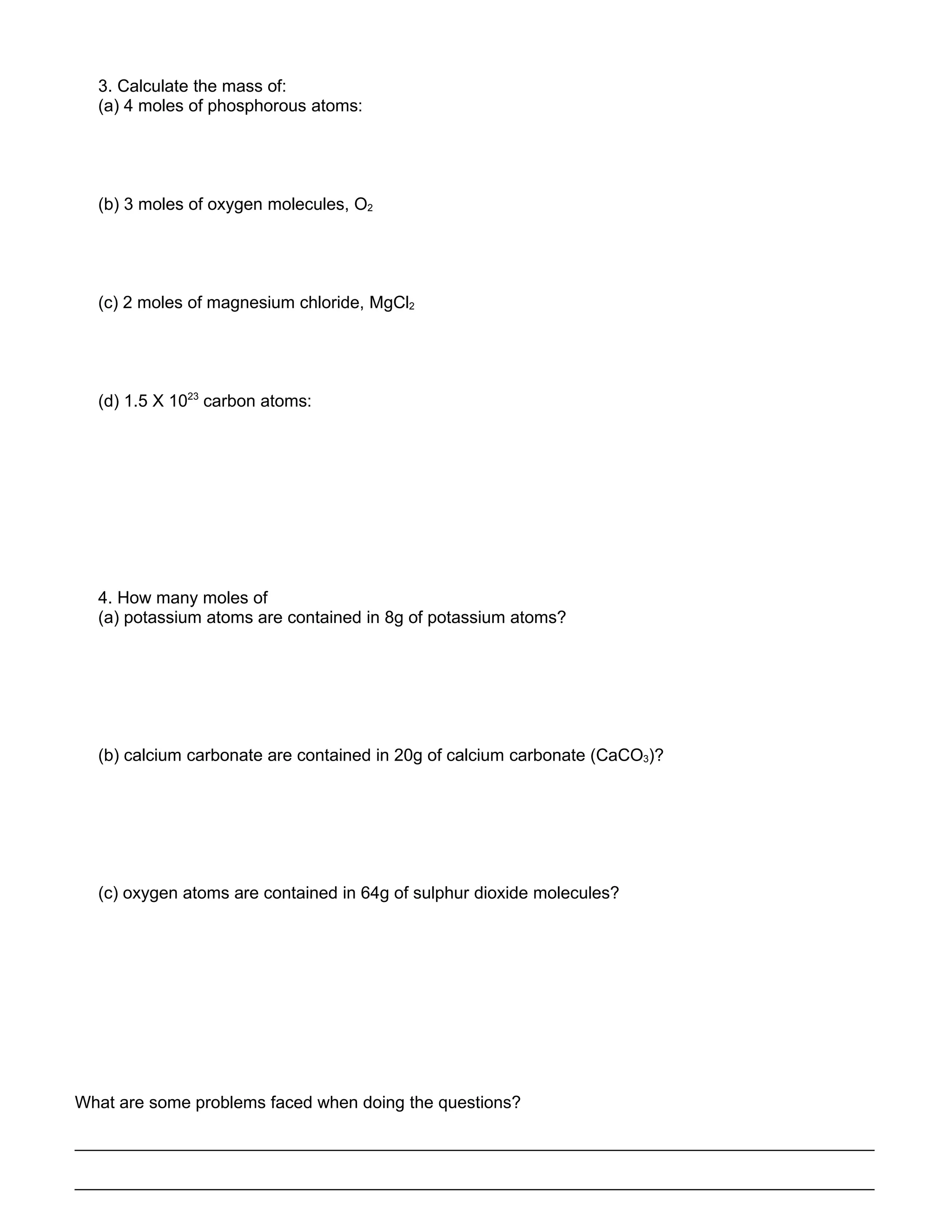 Mole And Molar Mass Notes | DOC | Chemistry | Science