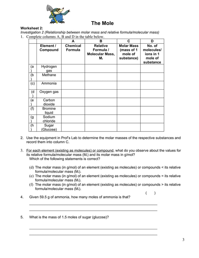 Mole And Molar Mass Notes | DOC | Chemistry | Science