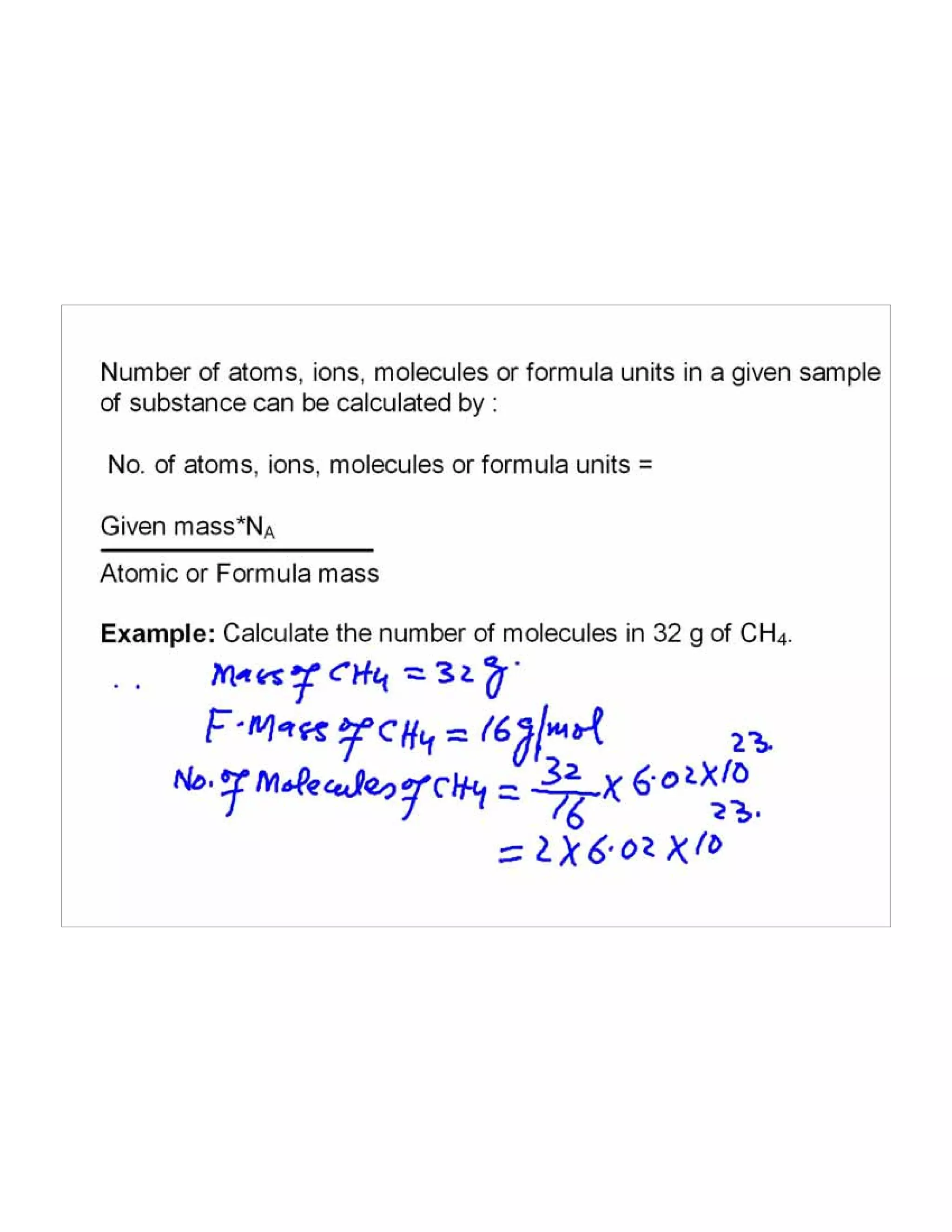 Mole, avogadro's number and calculations based on balanced chemical ...