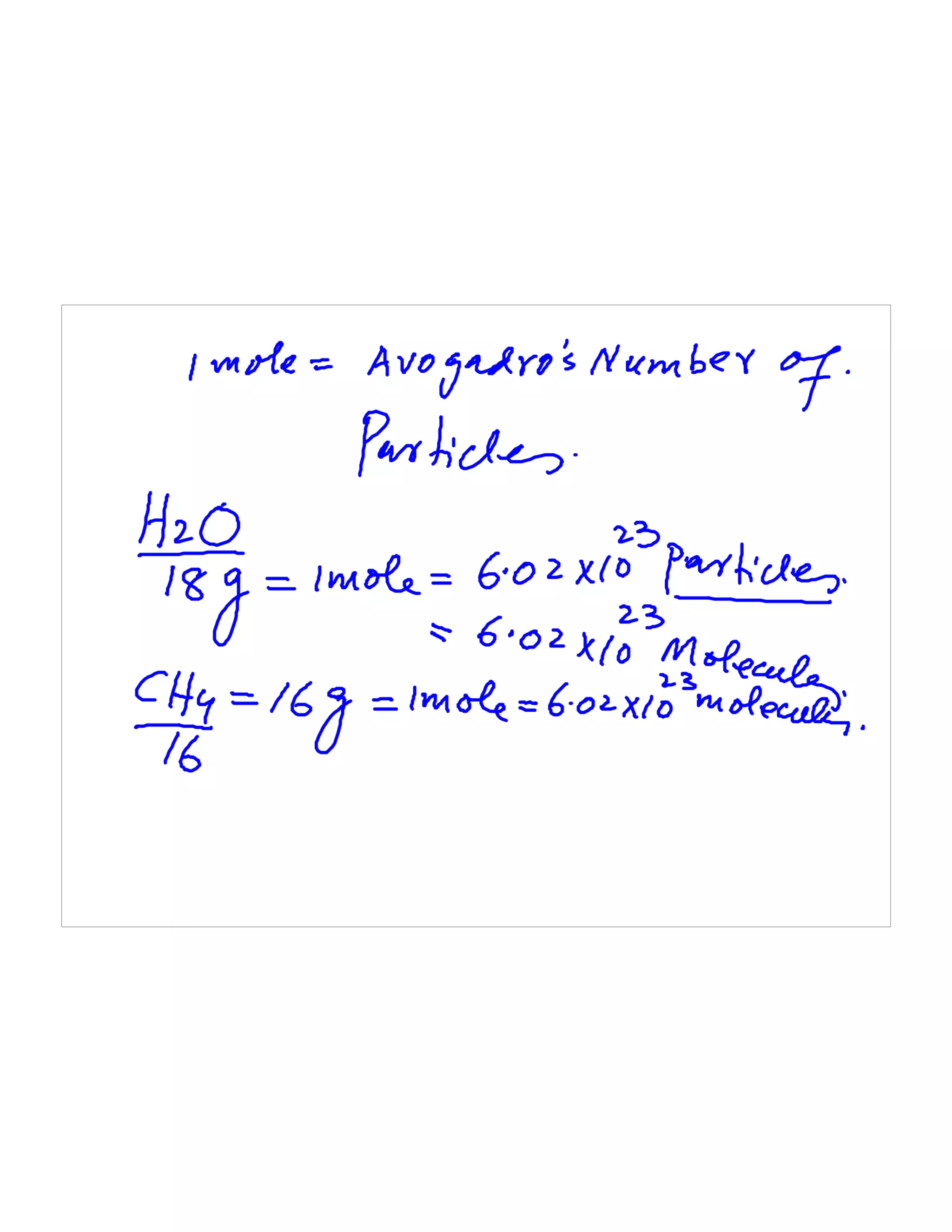 Mole, avogadro's number and calculations based on balanced chemical equation | PDF