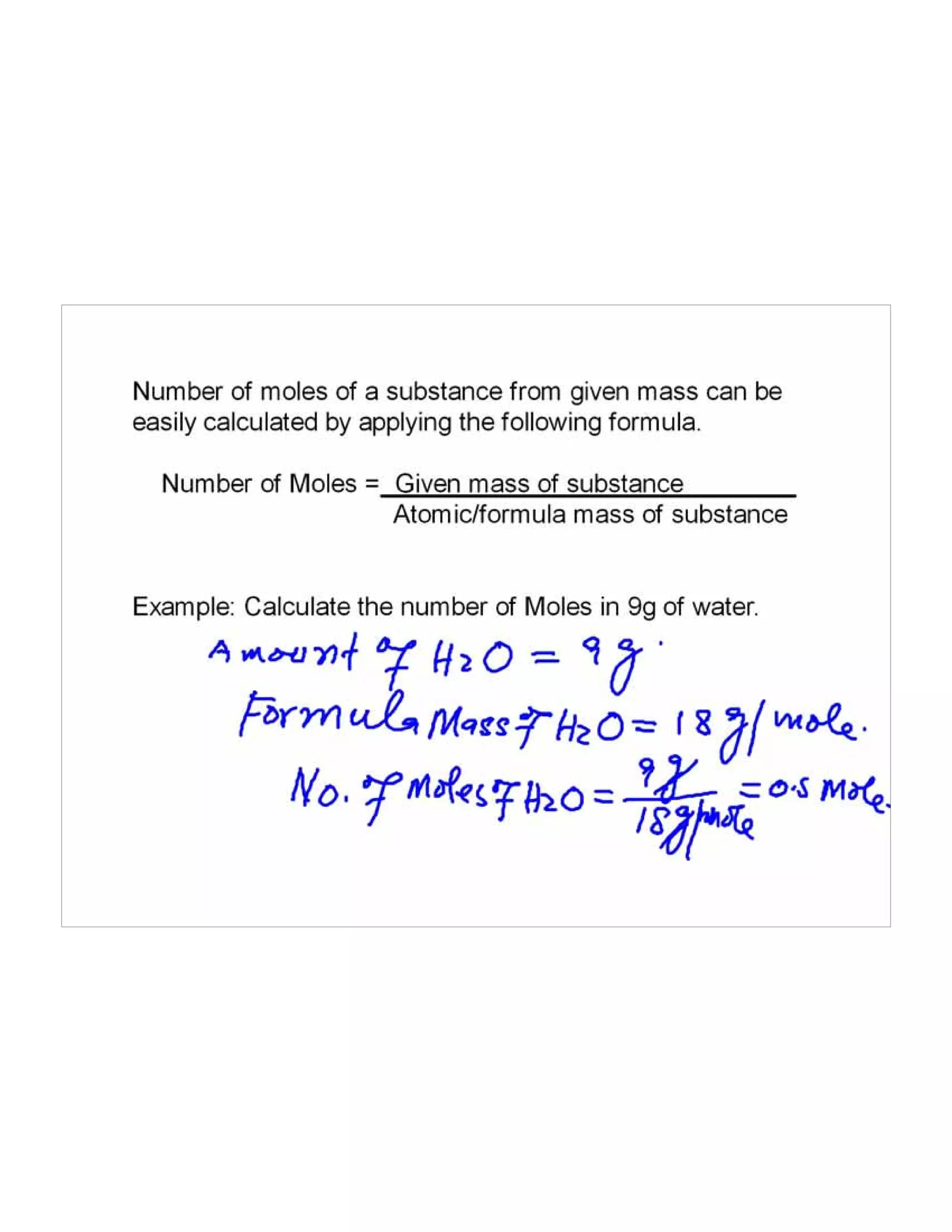 Mole, avogadro's number and calculations based on balanced chemical equation | PDF