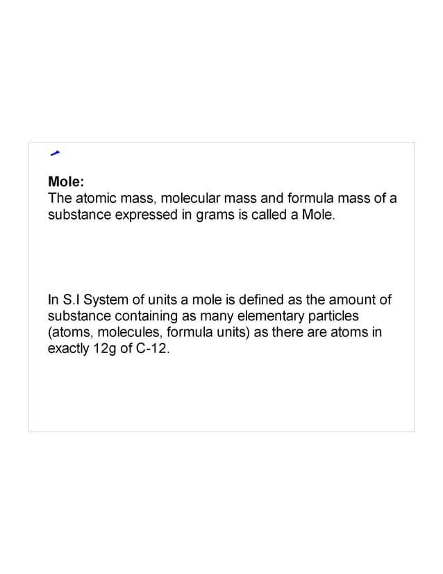 Mole, avogadro's number and calculations based on balanced chemical ...