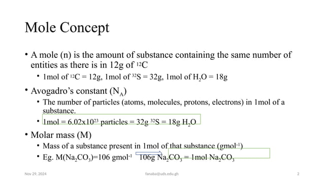 Mole concept.pptxpdfdefjicfrrdiiifyrTuvhhlh | PPT