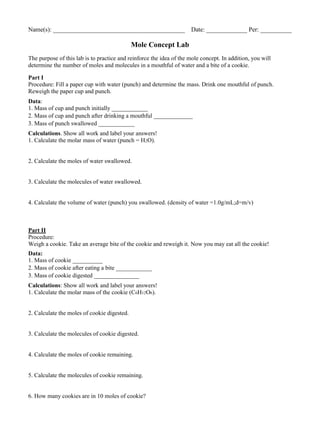 Mole concept lab | PDF