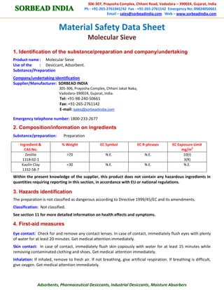 Molecular Sieve MSDS | PDF