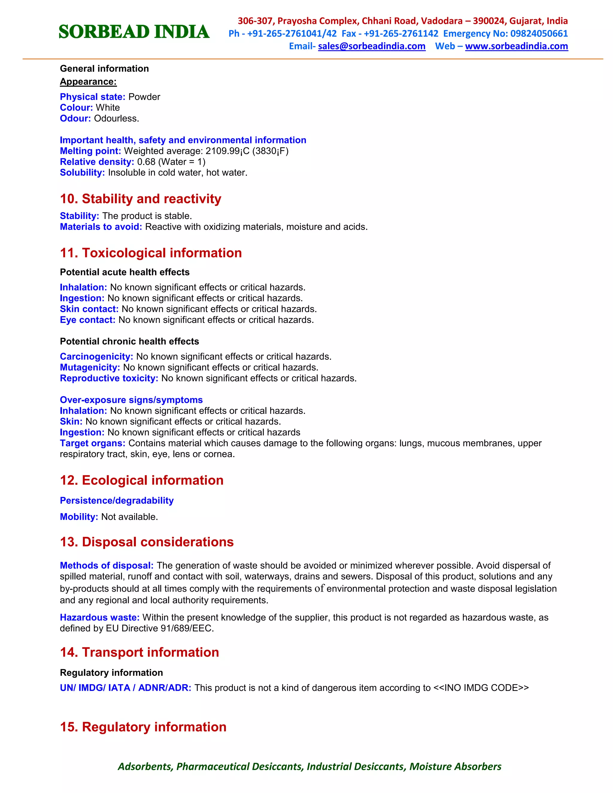 Molecular Sieve Powder msds | PDF