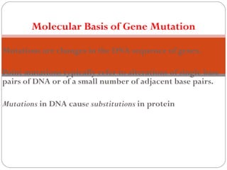 Molecular basis of mutation by kss | PPT