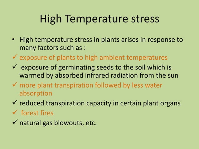 Molecular basis of plant resistance to abiotic stresses like high ...