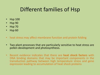 Molecular basis of plant resistance to abiotic stresses like high ...