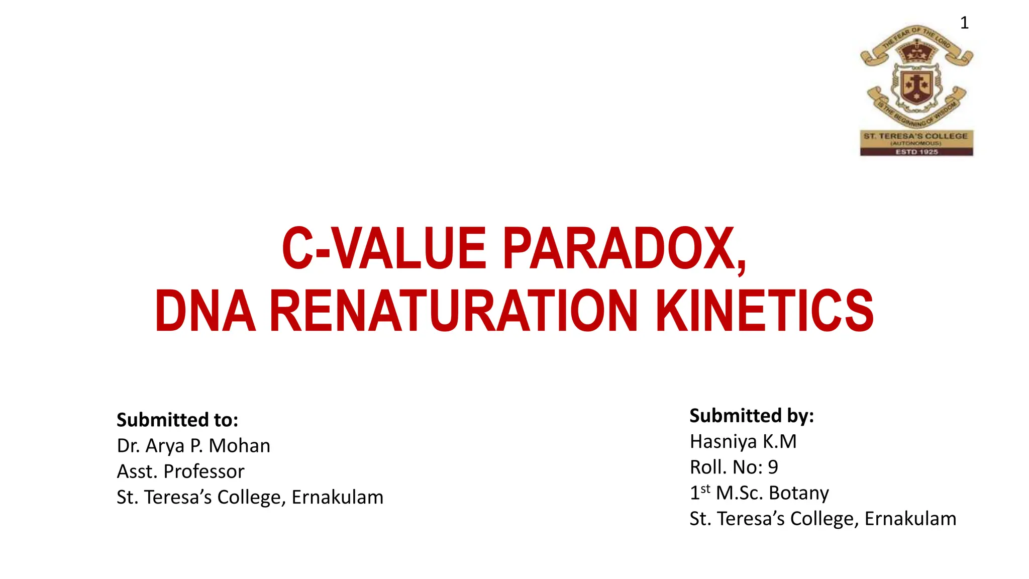 C value paradox, DBA renaturation kinetics.pptx