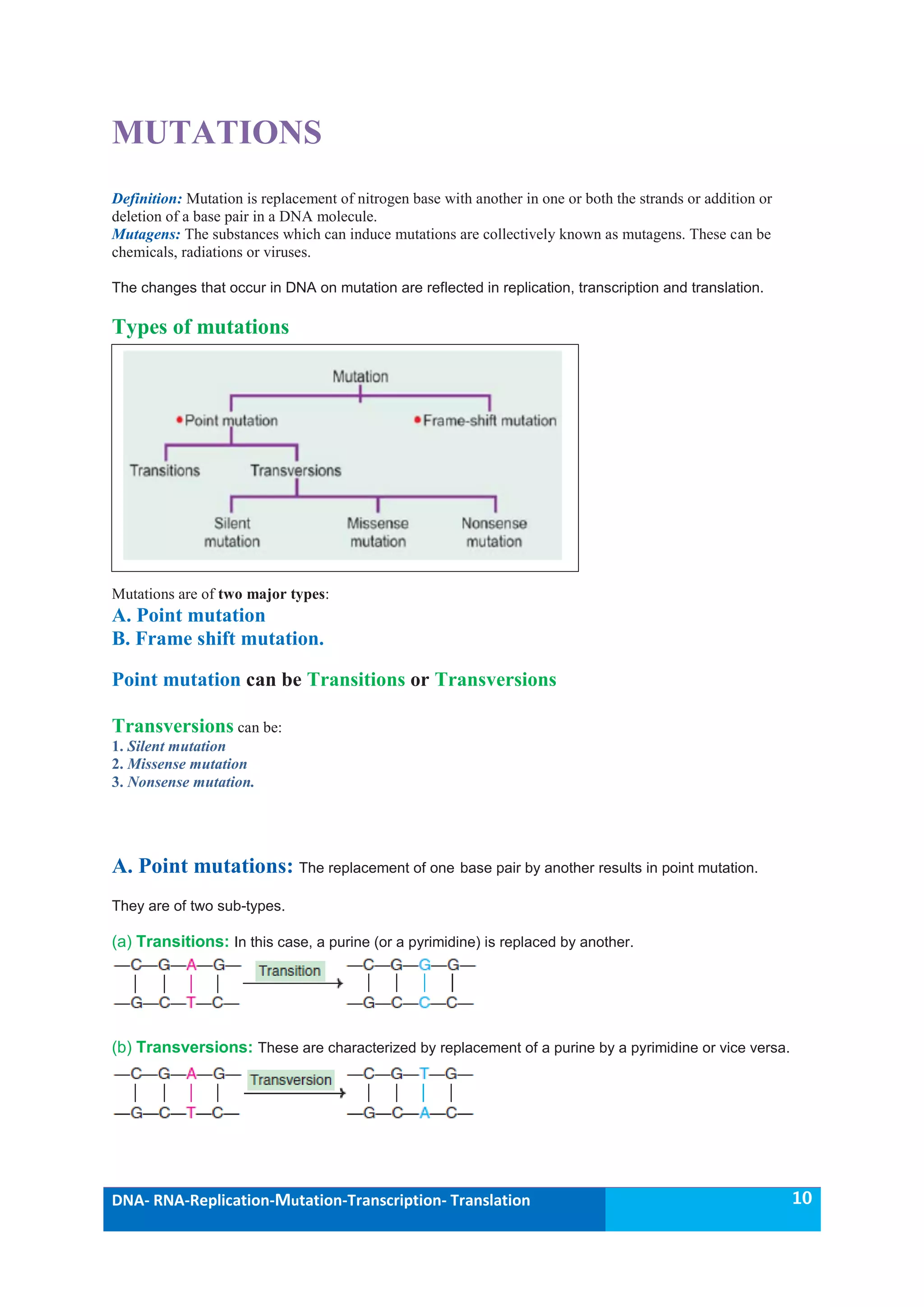 Molecular biology dna, rna, rep, trancr, transl (autosaved) | PDF
