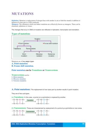Molecular biology dna, rna, rep, trancr, transl (autosaved) | PDF