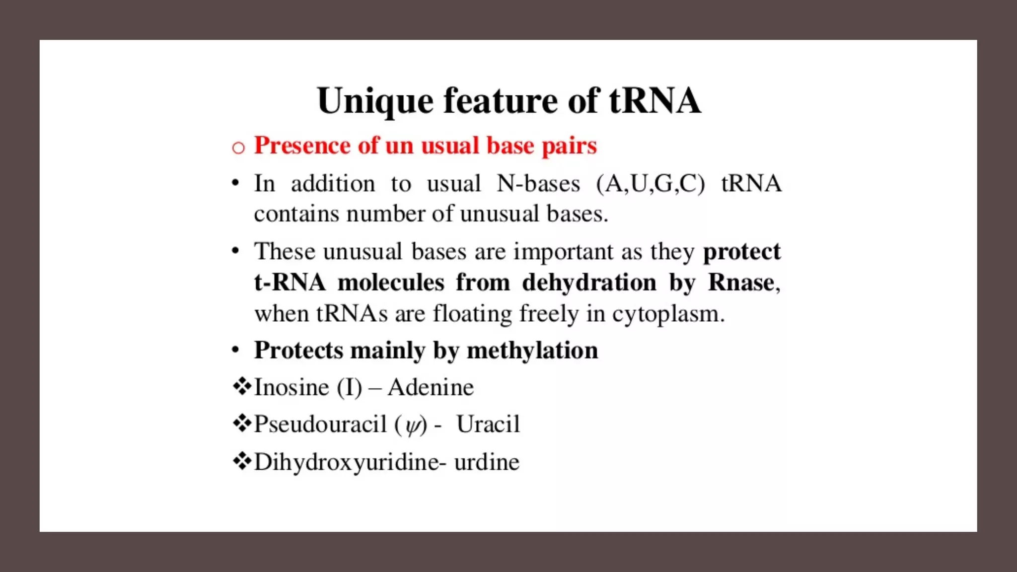 Molecular biology ii- RNA; Types, structure and function | PPT