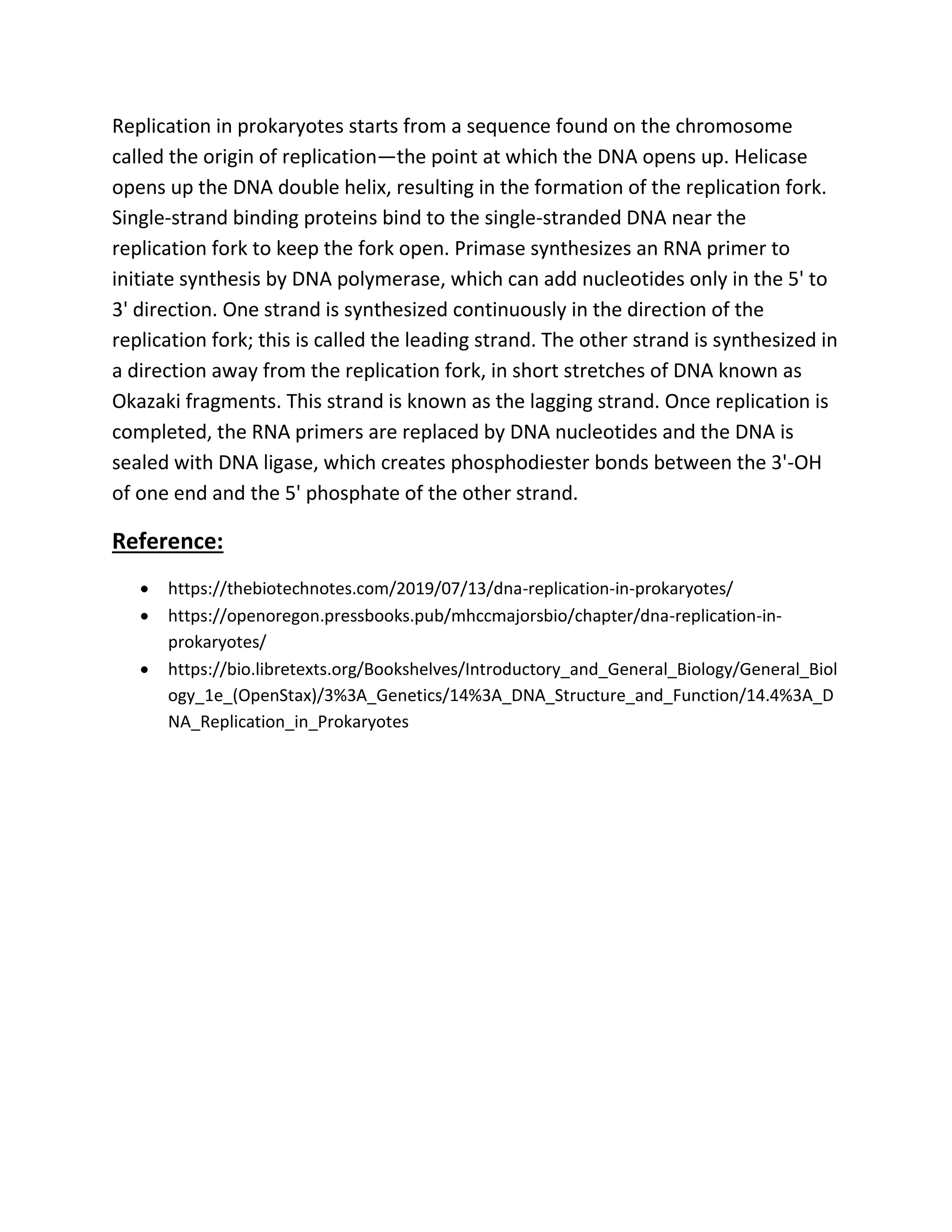 molecular biology- Replication in Prokaryotes | DOCX