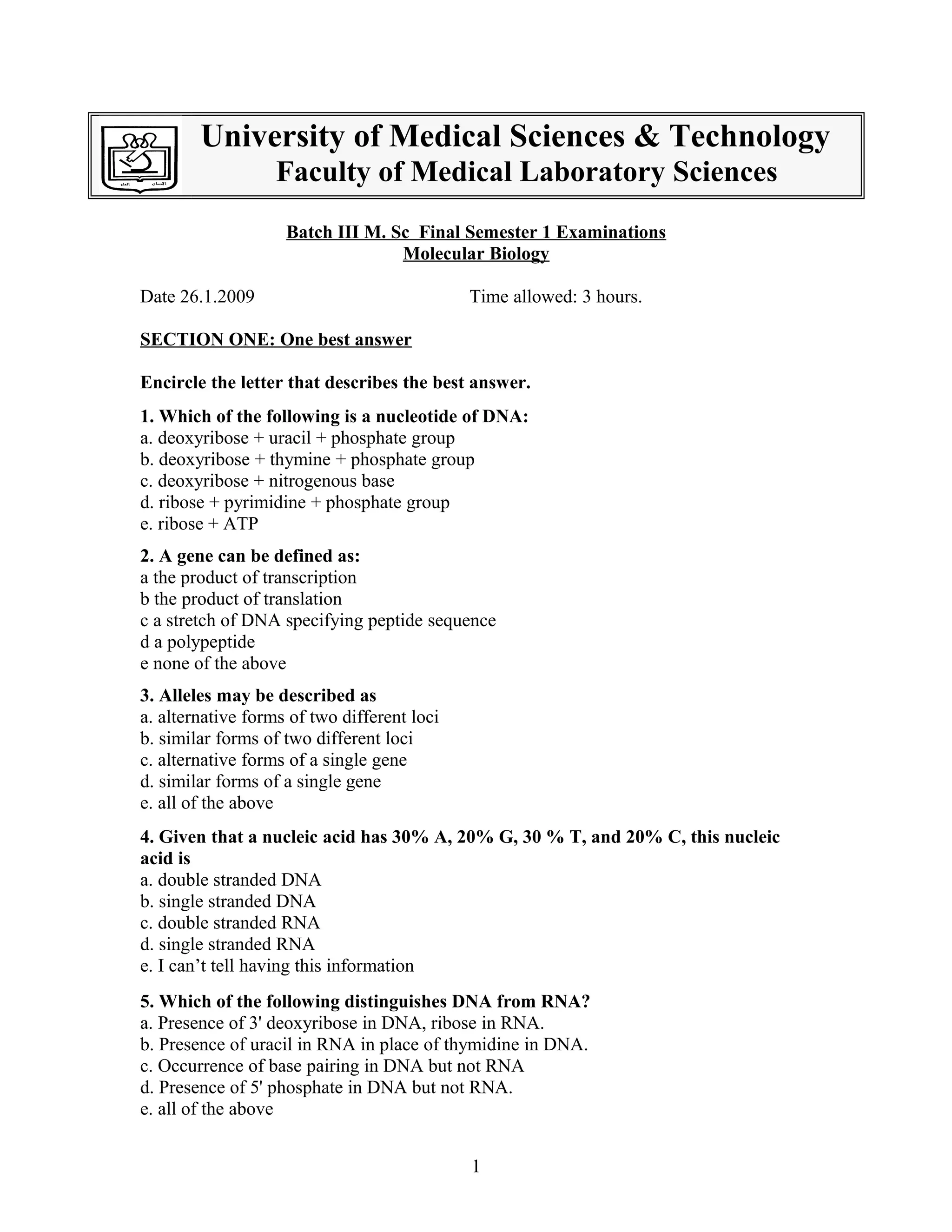 Molecular biology final copy | DOC | Biological Sciences | Science