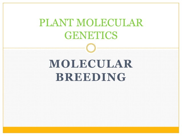 Molecular Breeding in Plants is an introduction to the fundamental ...