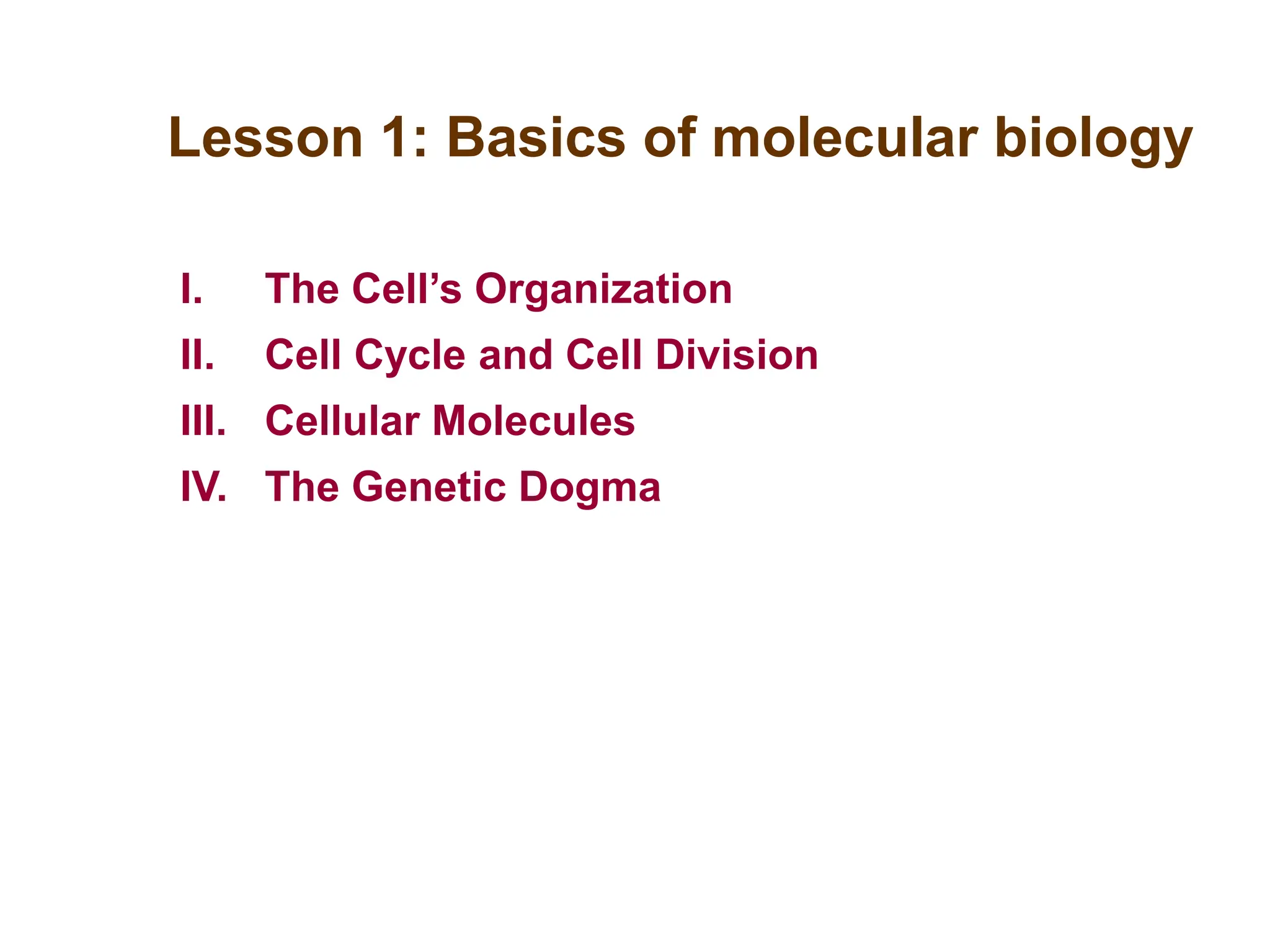 Molecular Cell Biology 1 Basics of Molecular Biology.ppt