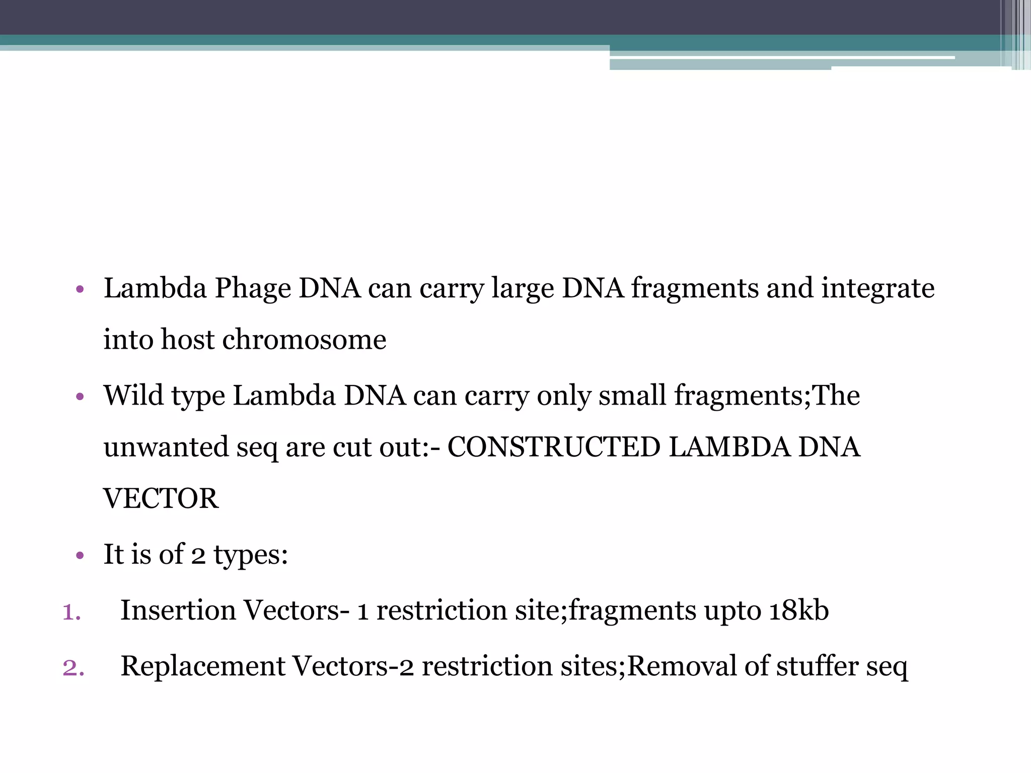 Molecular cloning vectors | PPTX