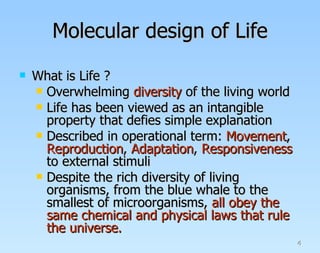 Molecular design of life | PPT