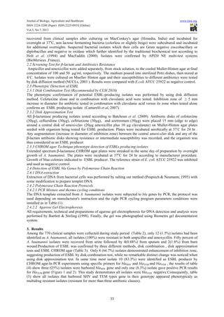 Molecular detection of extended spectrum beta- lactamases in clinical ...