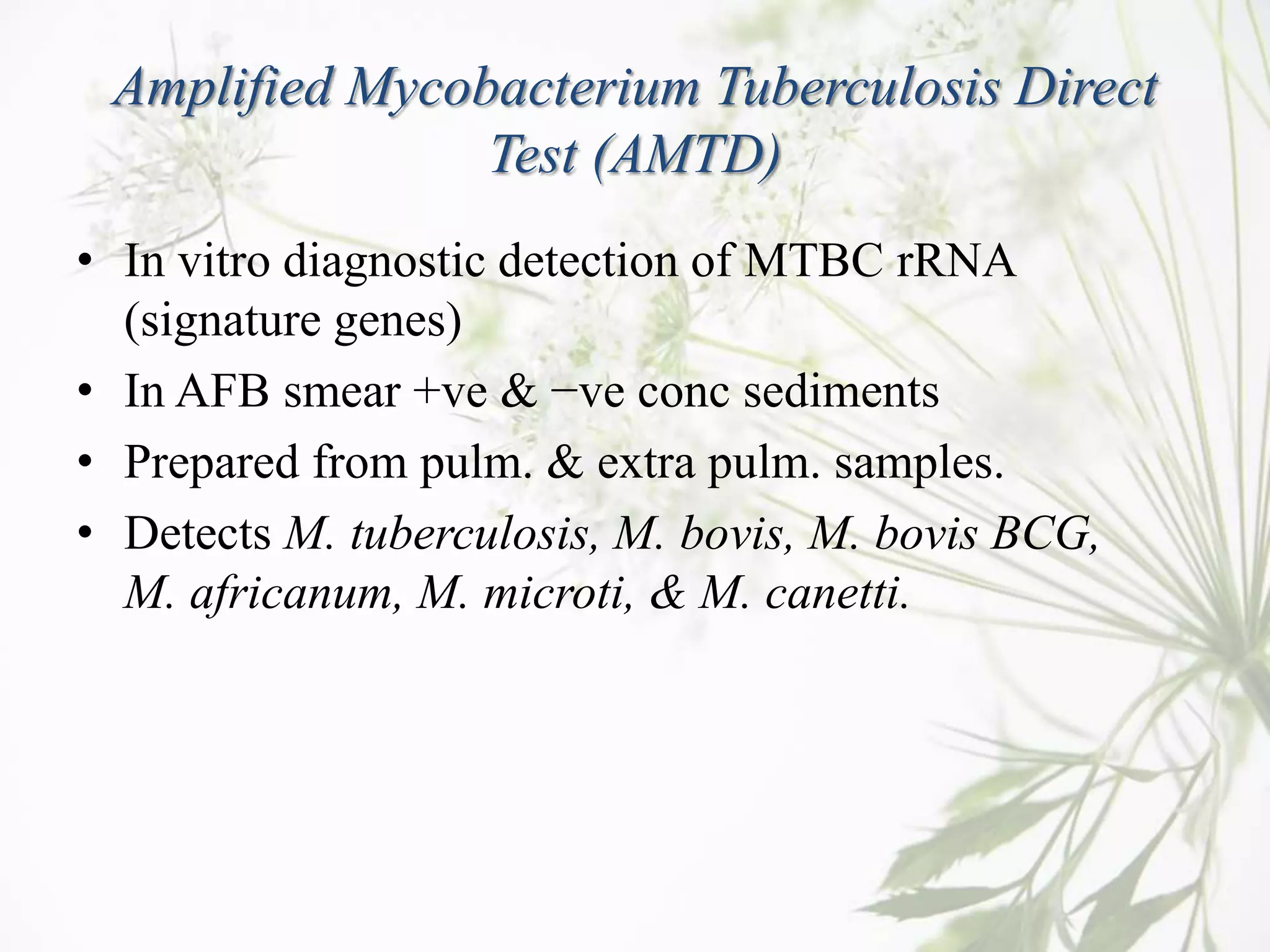 Molecular diagnosis in tuberculosis | PPTX