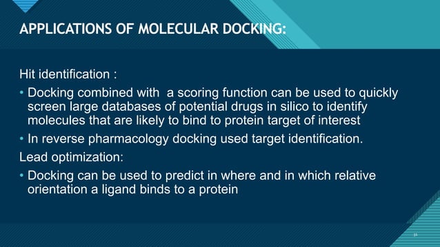 MOLECULAR DOCKING.pptx | Chemistry | Science
