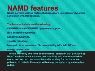 Molecular dynamics and namd simulation | PPTX