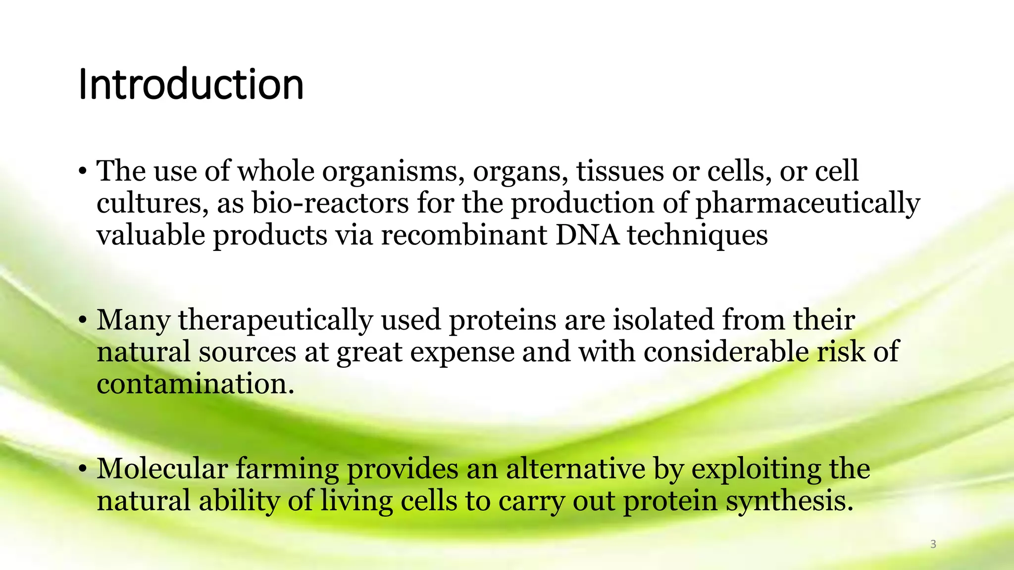 Molecular farming of biopharmacuetical | PPTX