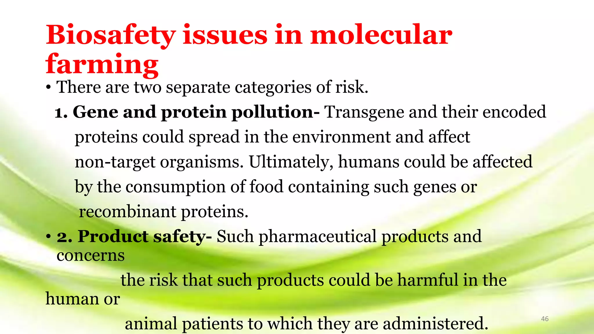 Molecular farming of biopharmacuetical | PPTX