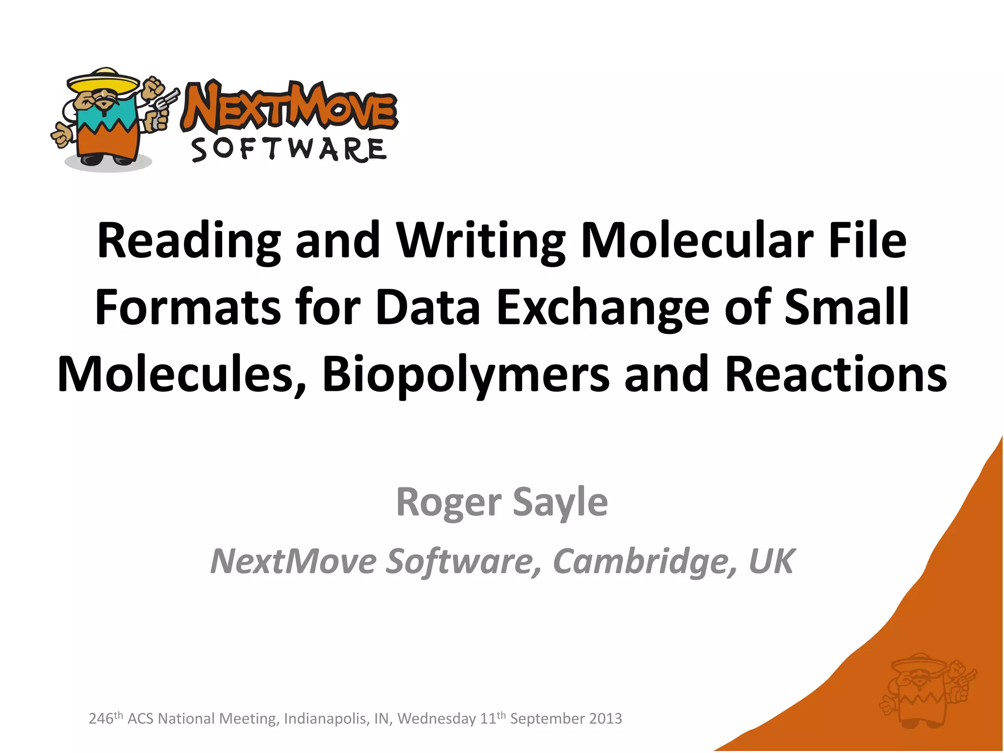 Reading and Writing Molecular File Formats for Data Exchange of Small ...