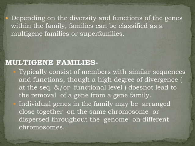 Molecular gene family | PPTX | Biological Sciences | Science