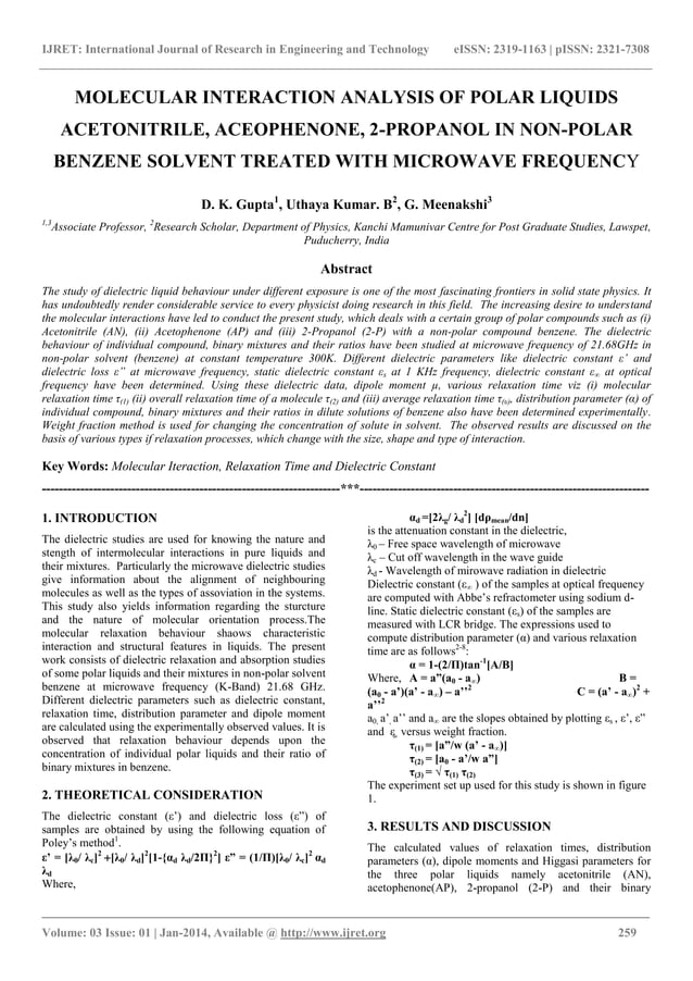 Molecular interaction analysis of polar liquids acetonitrile ...