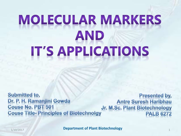 Molecular Marker and It's Applications | PPTX | Genetics | Science