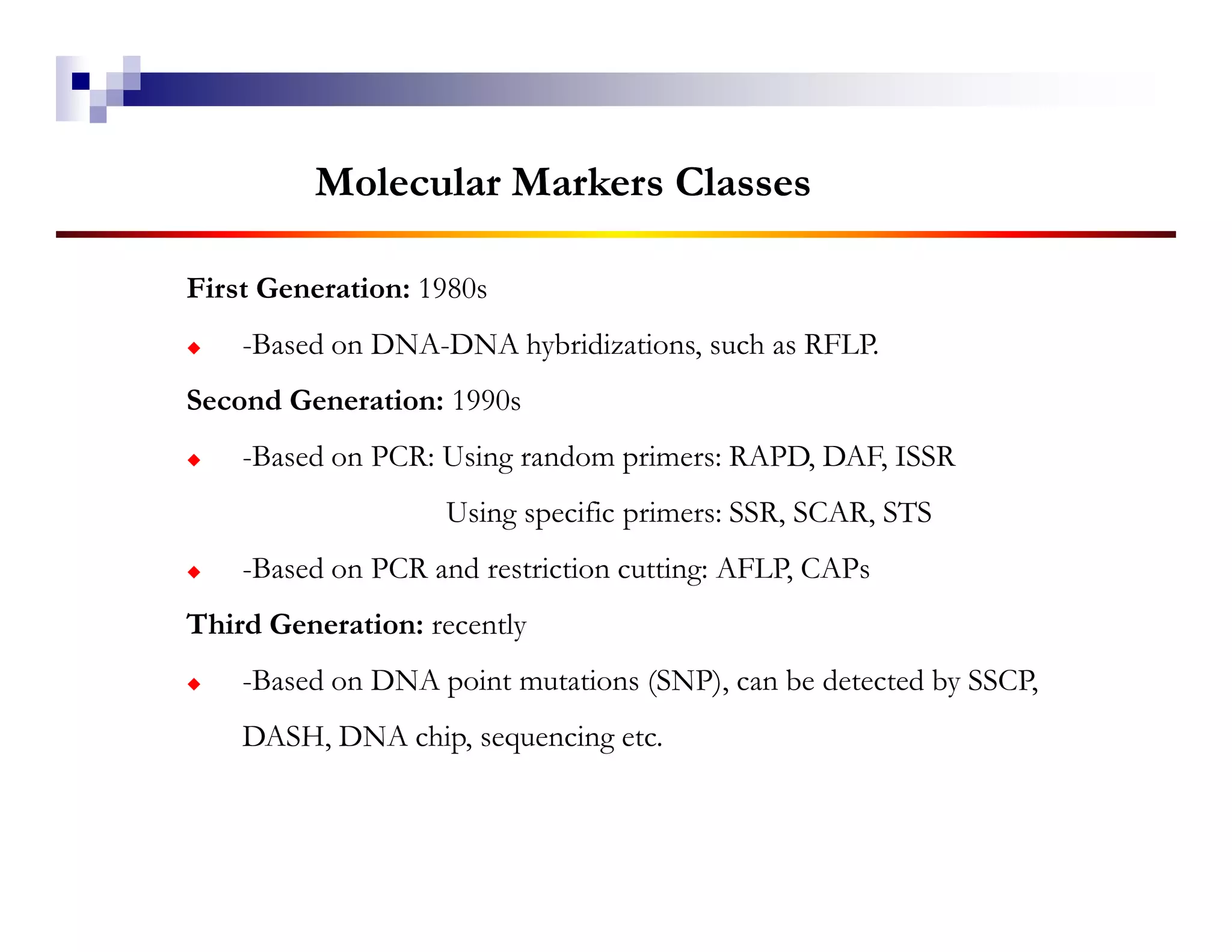 Molecular marker and its application to genome mapping and molecular ...