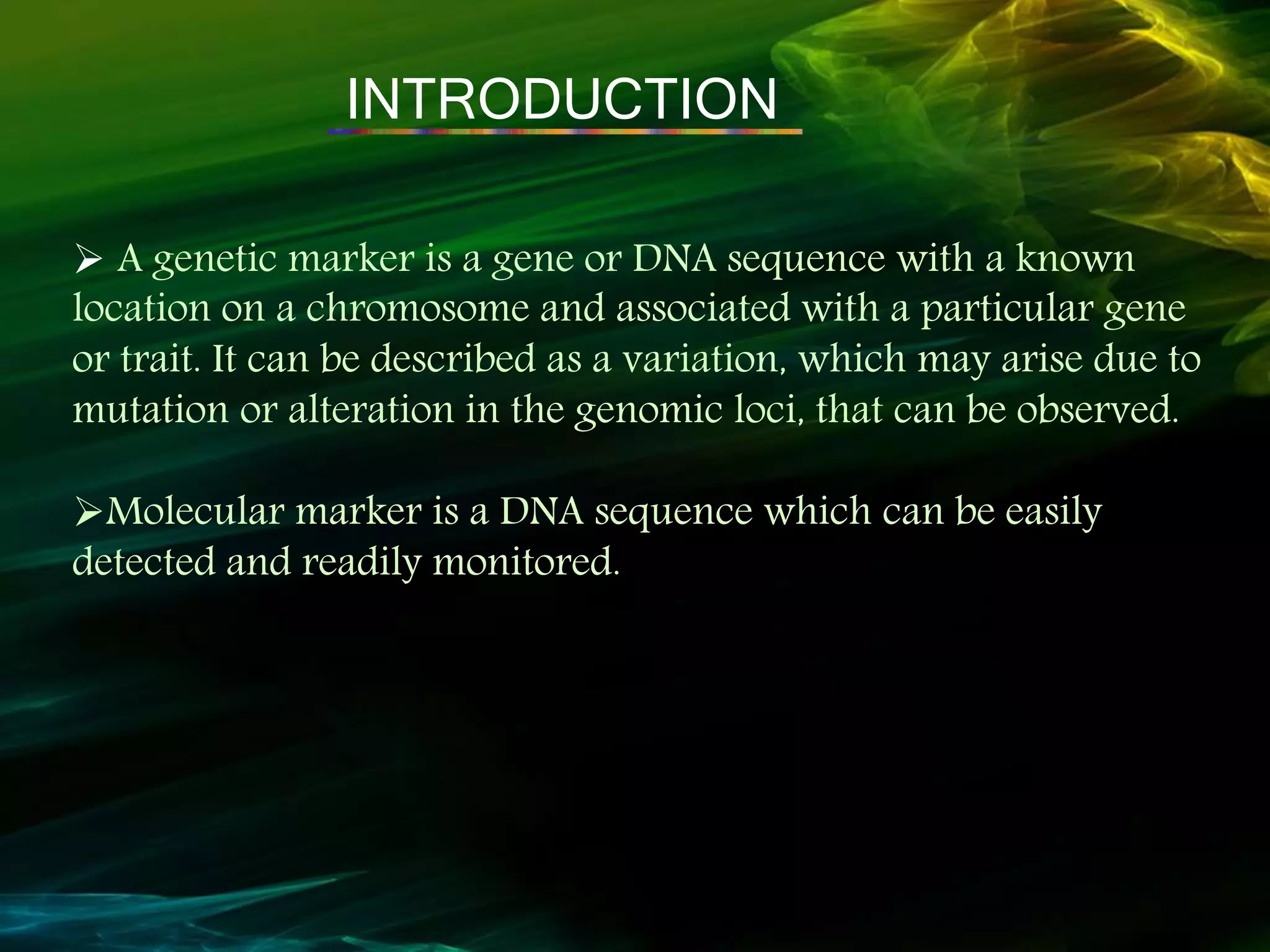 Molecular marker General introduction by K. K. SAHU Sir. | PPTX
