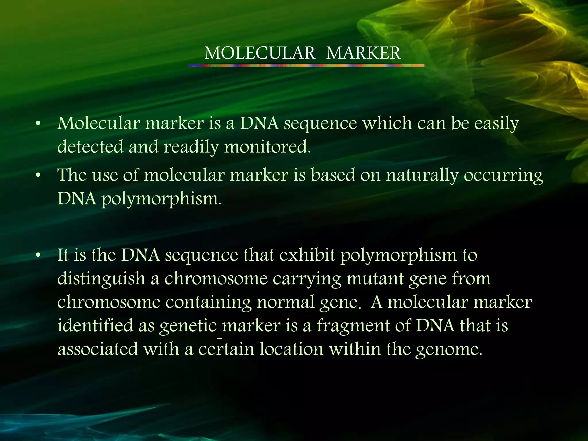 Molecular marker General introduction by K. K. SAHU Sir. | PPTX