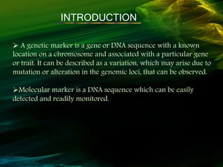 Molecular marker General introduction by K. K. SAHU Sir. | PPT