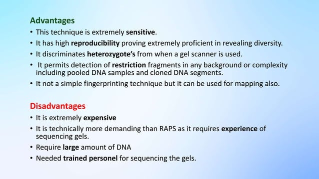 Molecular markers- RFLP, RAPD, AFLP, SNP etc. | PPTX