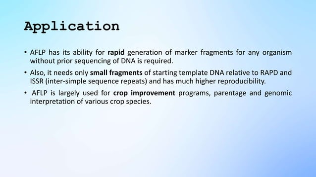 Molecular markers- RFLP, RAPD, AFLP, SNP etc. | PPTX