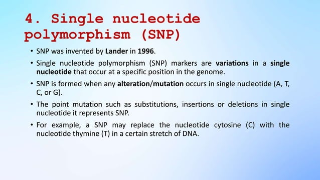 Molecular markers- RFLP, RAPD, AFLP, SNP etc. | PPTX