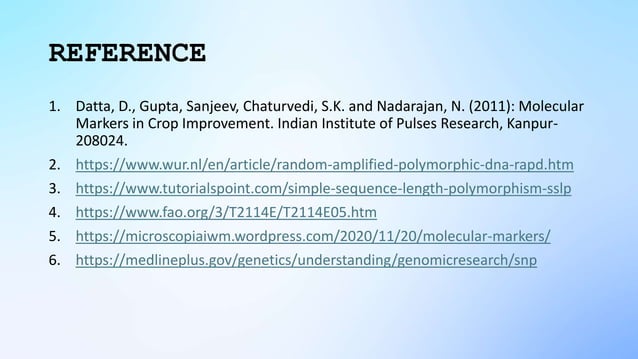 Molecular markers- RFLP, RAPD, AFLP, SNP etc. | PPTX