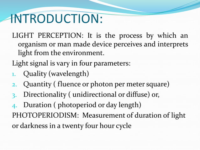 Molecular mechanism of light perception, signal transduction and gene ...