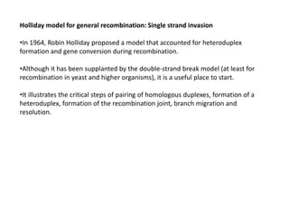 Molecular mechanism of recombination, post meiotic segregation | PPTX