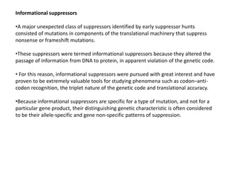 Molecular mechanism of suppression, somatic mutations | PPTX