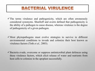 MOLECULAR MECHANISMS OF VIRULENCE AND PATHOGENESIS OF PLANT PATHOGENIC ...