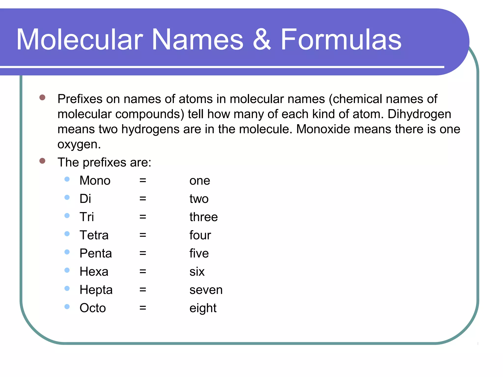 Molecular names formulas (1) | PPT