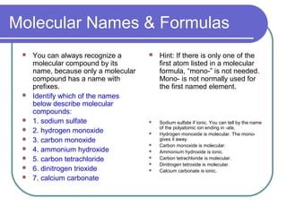Molecular names formulas (1) | PPT