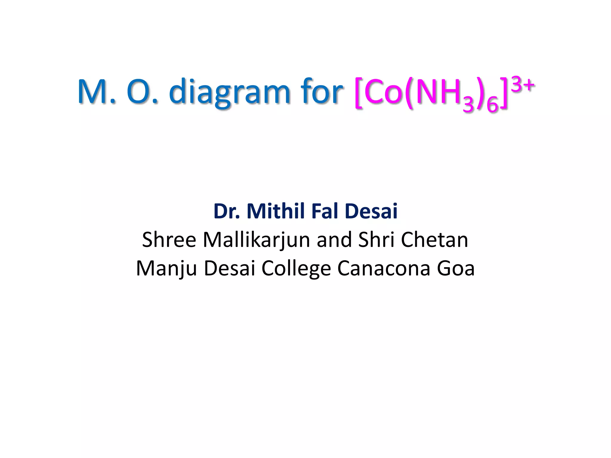Molecular orbitals diagrams of [Co(NH3)6]3+ | PPTX